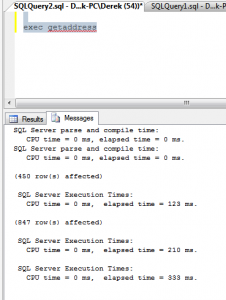 Using SET STATISTICS TIME ON